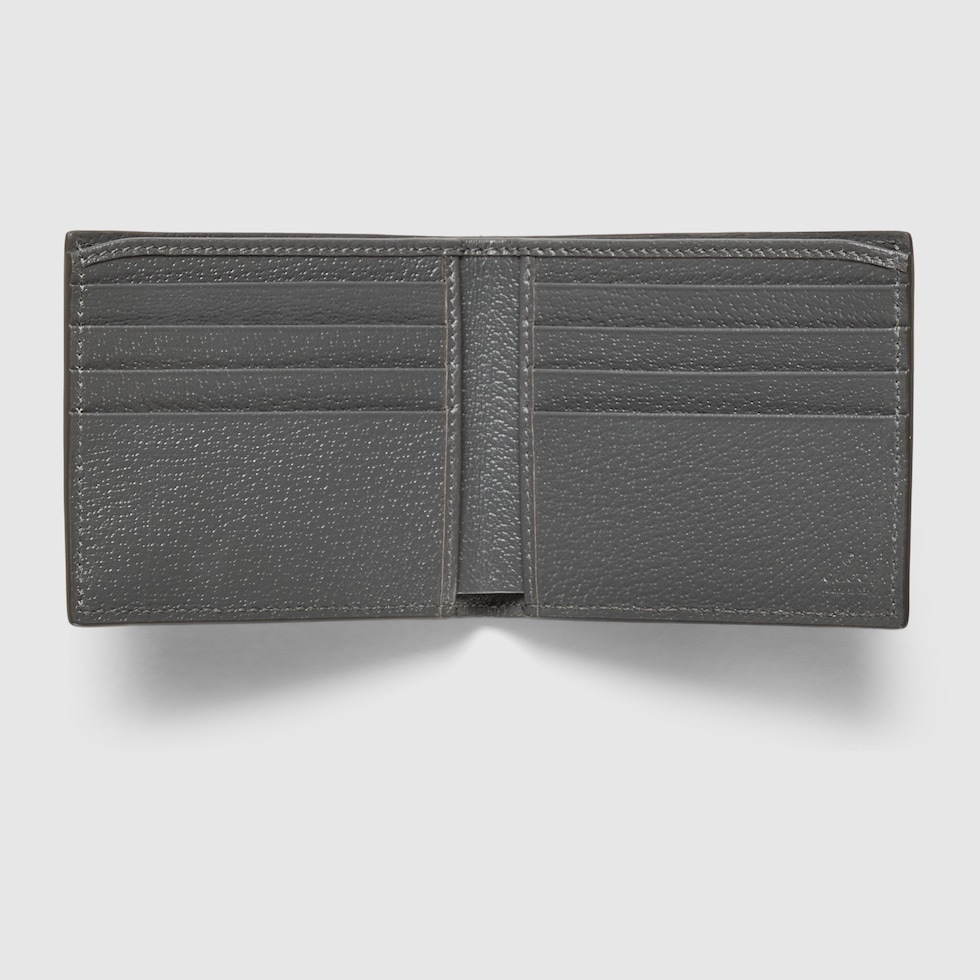 Grey interior GG bi-fold wallet in black GG Supreme | GUCCI® SG