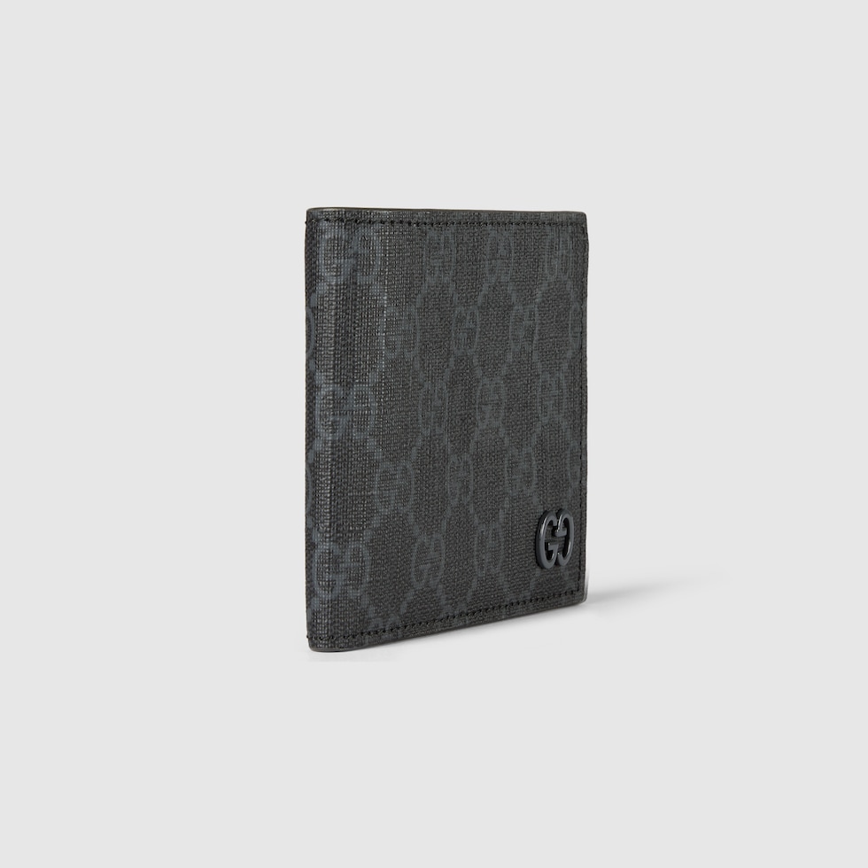 Cartera plegable con GG e interior gris en GG Supreme negro | GUCCI® MX