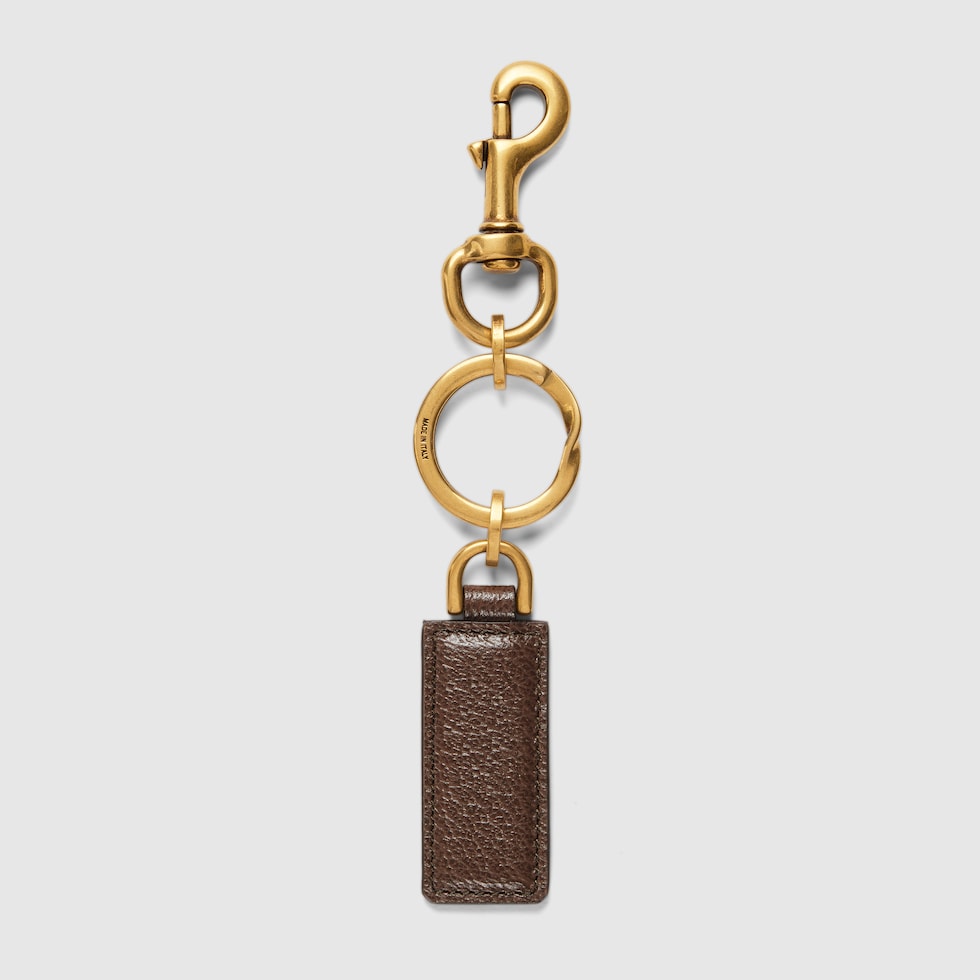 Ophidia keychain with hook closure in beige and ebony GG Supreme ...