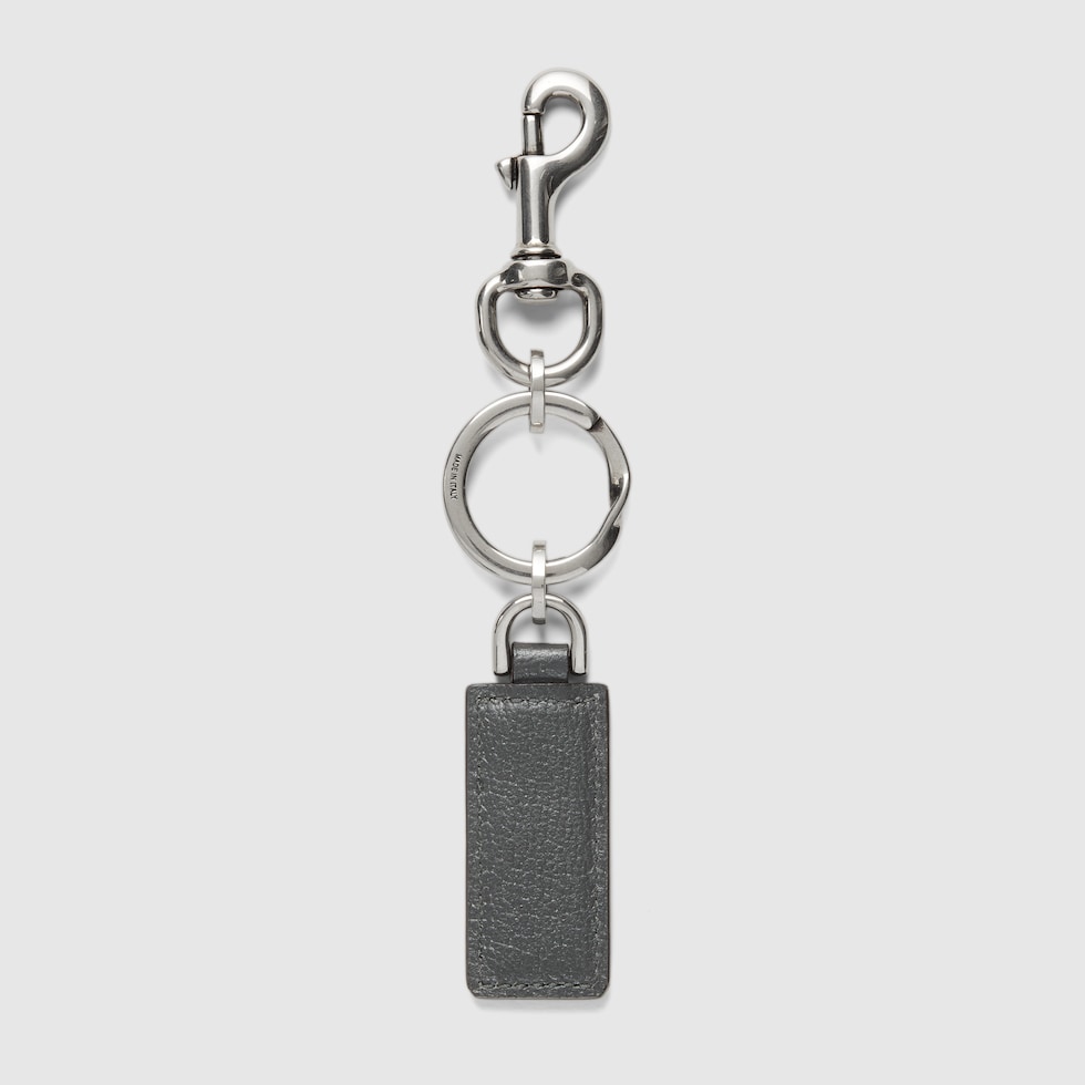 Ophidia keychain with hook closure in grey and black GG Supreme | GUCCI® UK