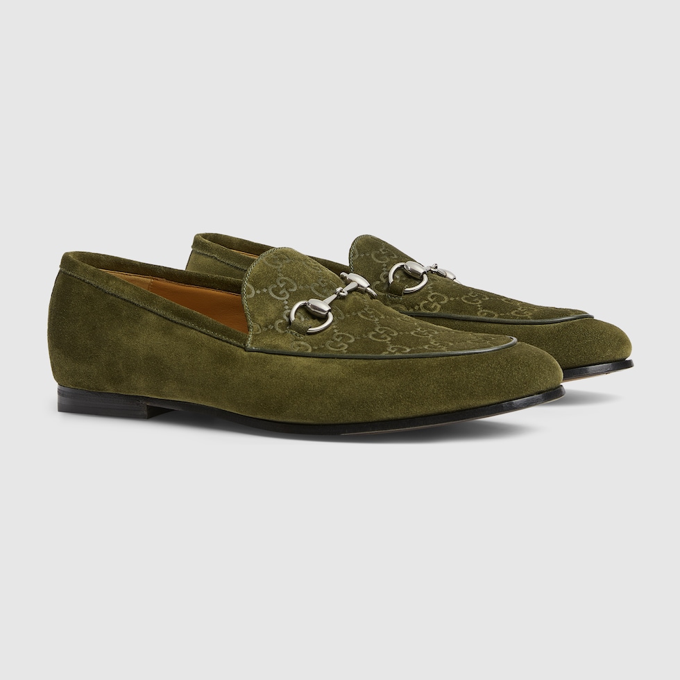 Men's loafer with Horsebit in dark green suede | GUCCI® TH