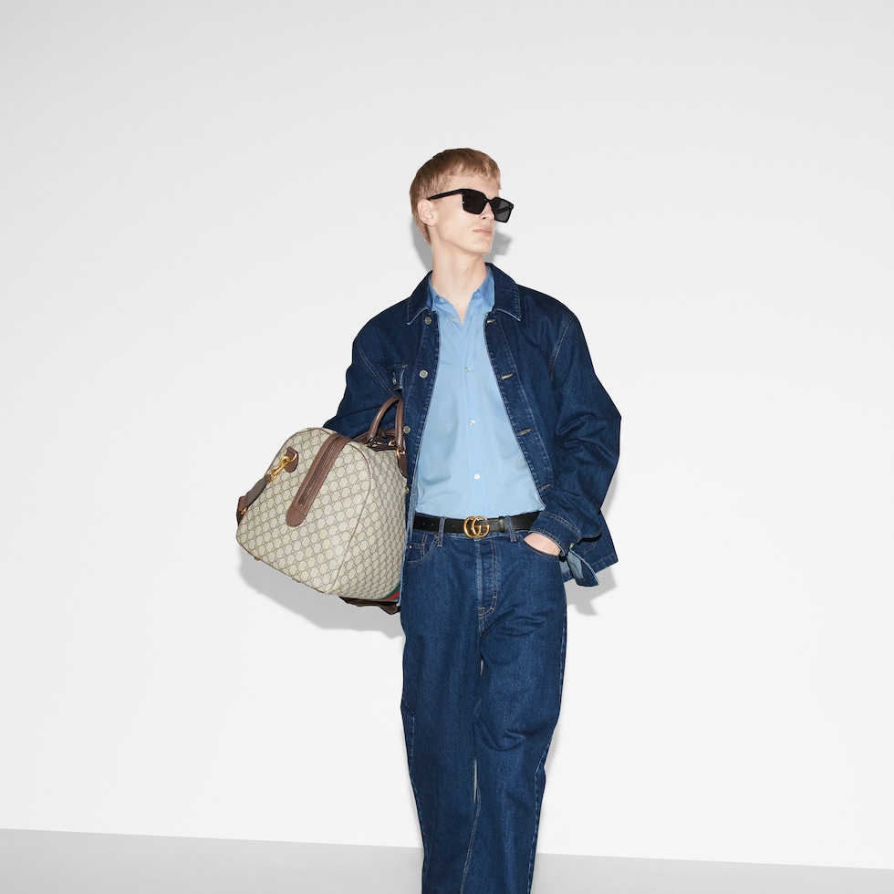 Cotton poplin shirt in light blue | GUCCI® SG