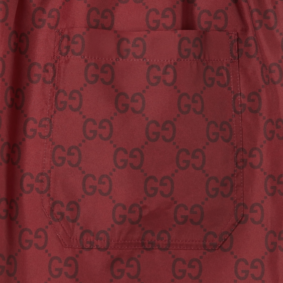 GG print nylon swim short in bordeaux | GUCCI® US