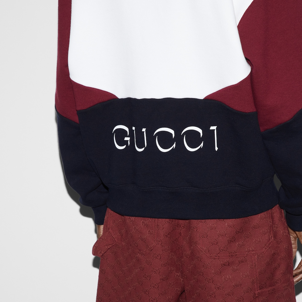 Cotton jersey hooded sweatshirt in multicolor | GUCCI® US Cotton jersey hooded sweatshirt in multicolor | GUCCI® US