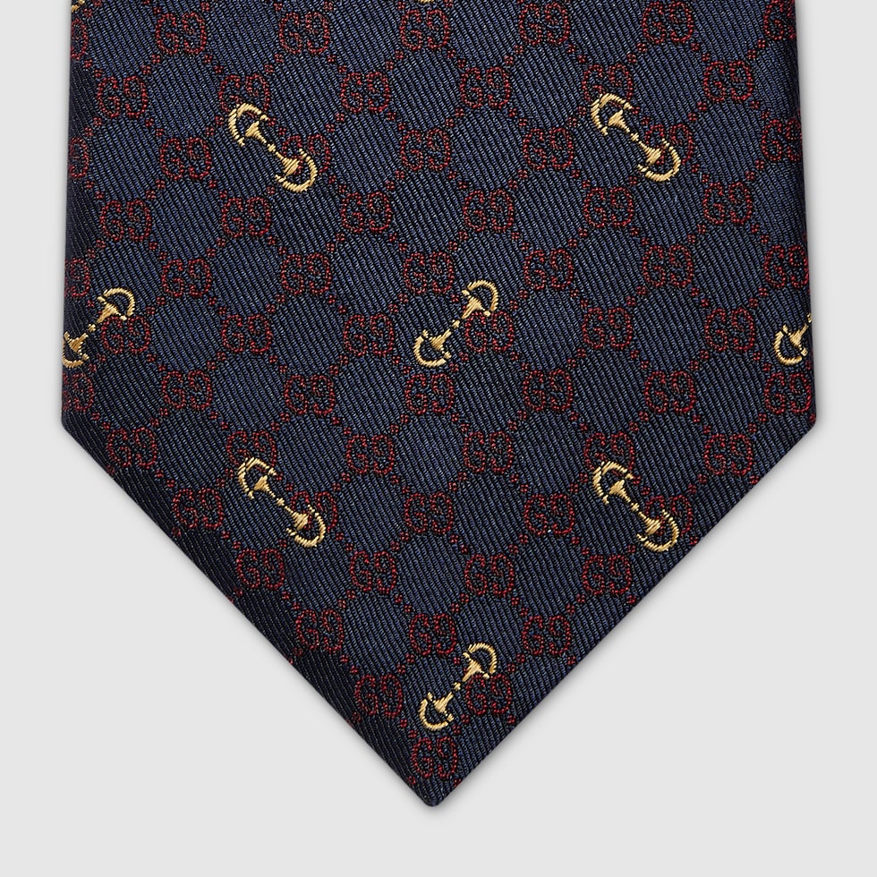 GG silk jacquard tie in blue and red | GUCCI® US GG silk jacquard tie in blue and red | GUCCI® US