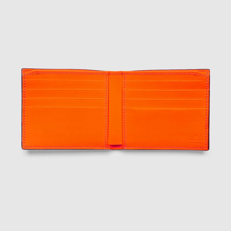 GG rubber-effect bi-fold wallet in bright orange leather | GUCCI® 香港
