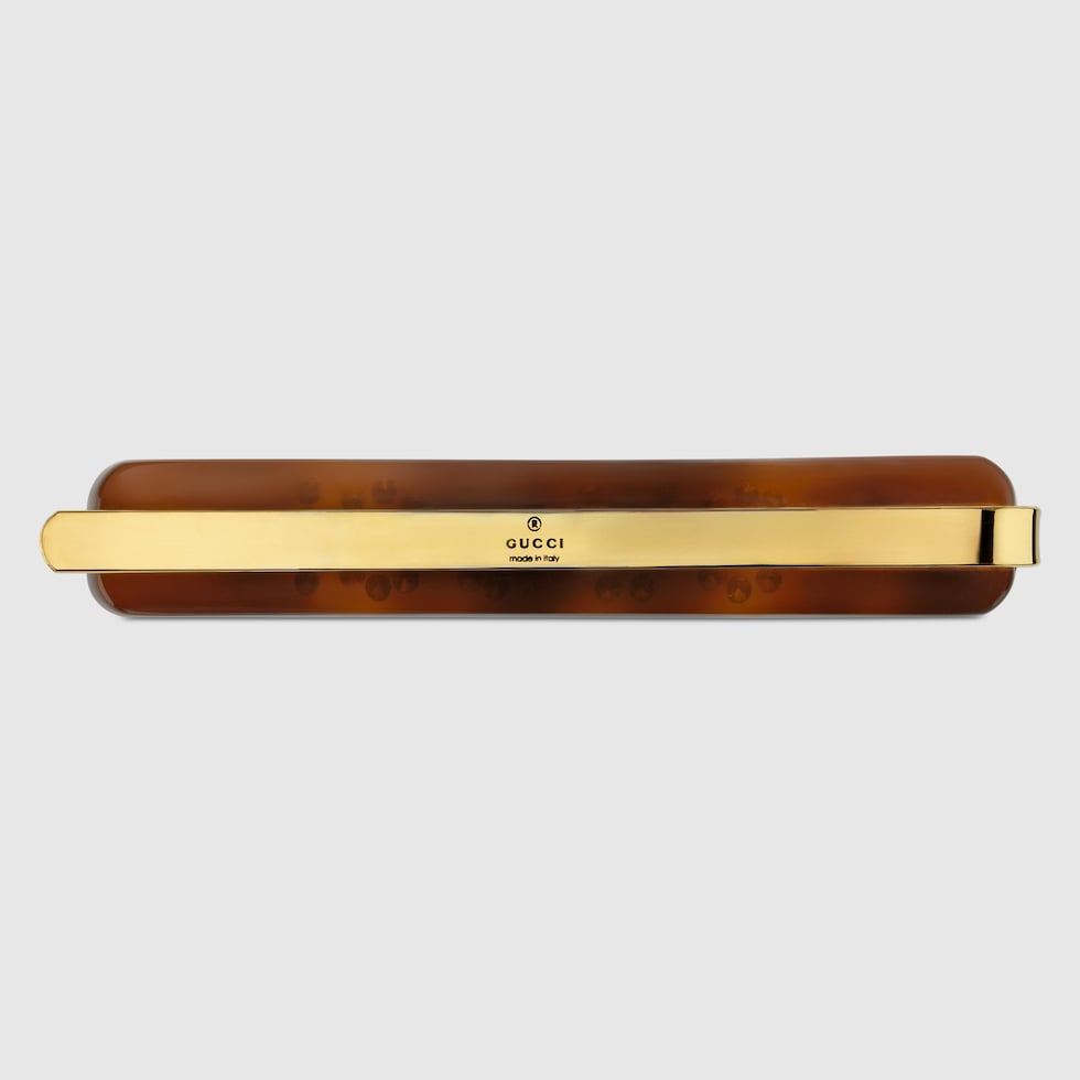 'GUCCI' hair slide with crystals in tortoiseshell resin | GUCCI® US
