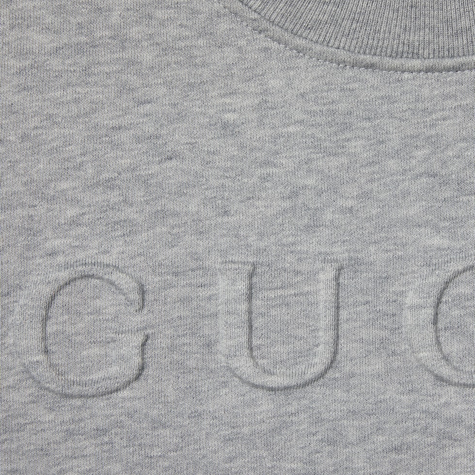Cotton jersey embossed sweatshirt in grey | GUCCI® US