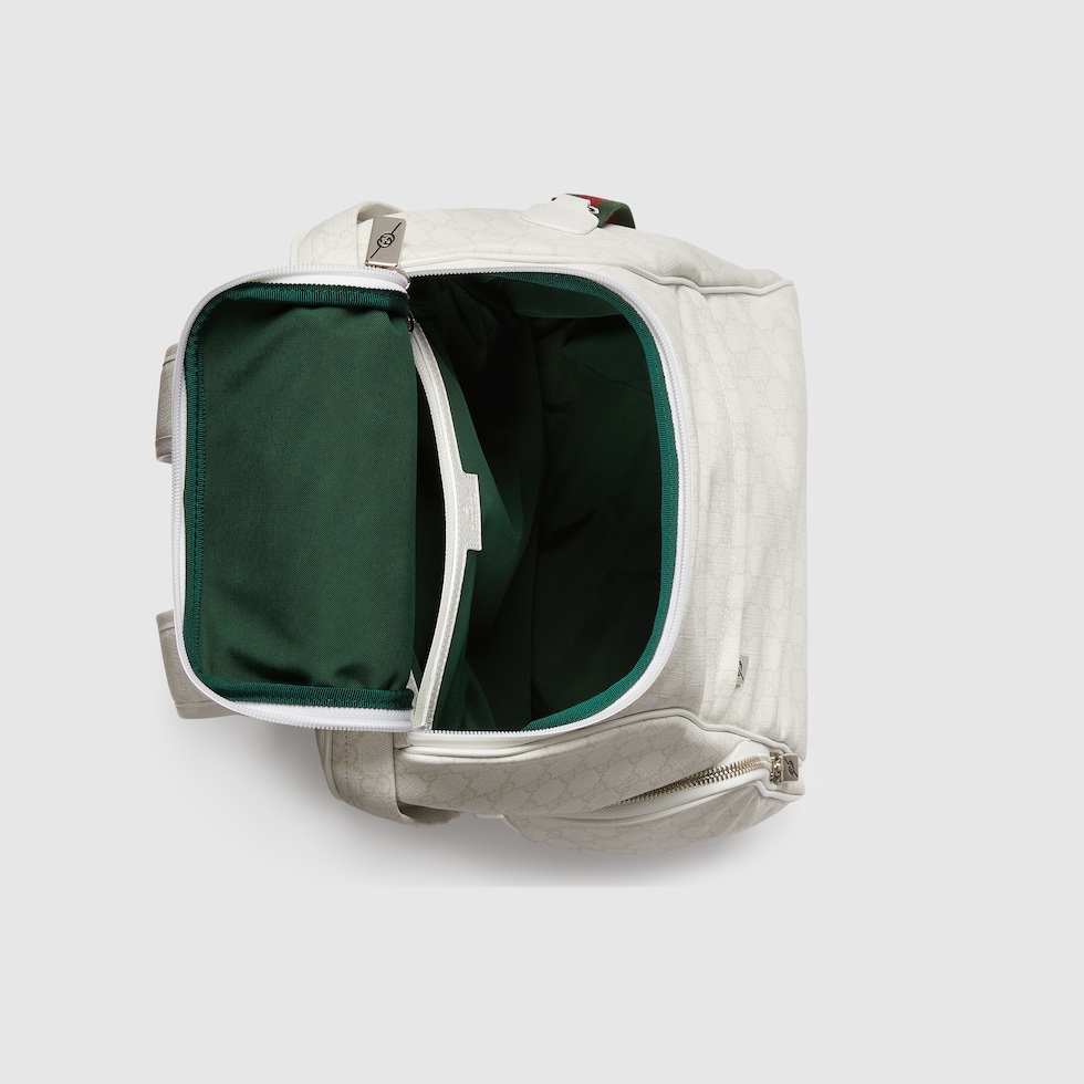 Large backpack with Web detail in white GG Supreme | GUCCI® US