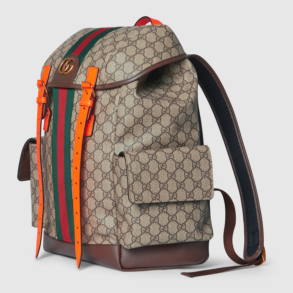 Ophidia medium backpack in beige and ebony GG Supreme | GUCCI® TH
