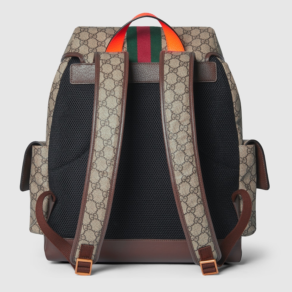 Ophidia medium backpack in beige and ebony GG Supreme | GUCCI® TH