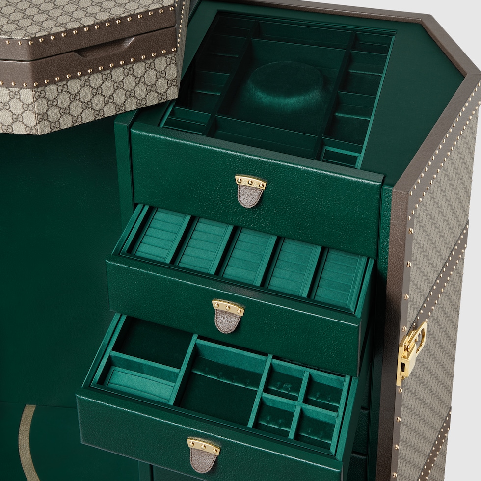 GG Supreme Jewellery Trunk in beige and ebony GG Supreme | GUCCI® AE