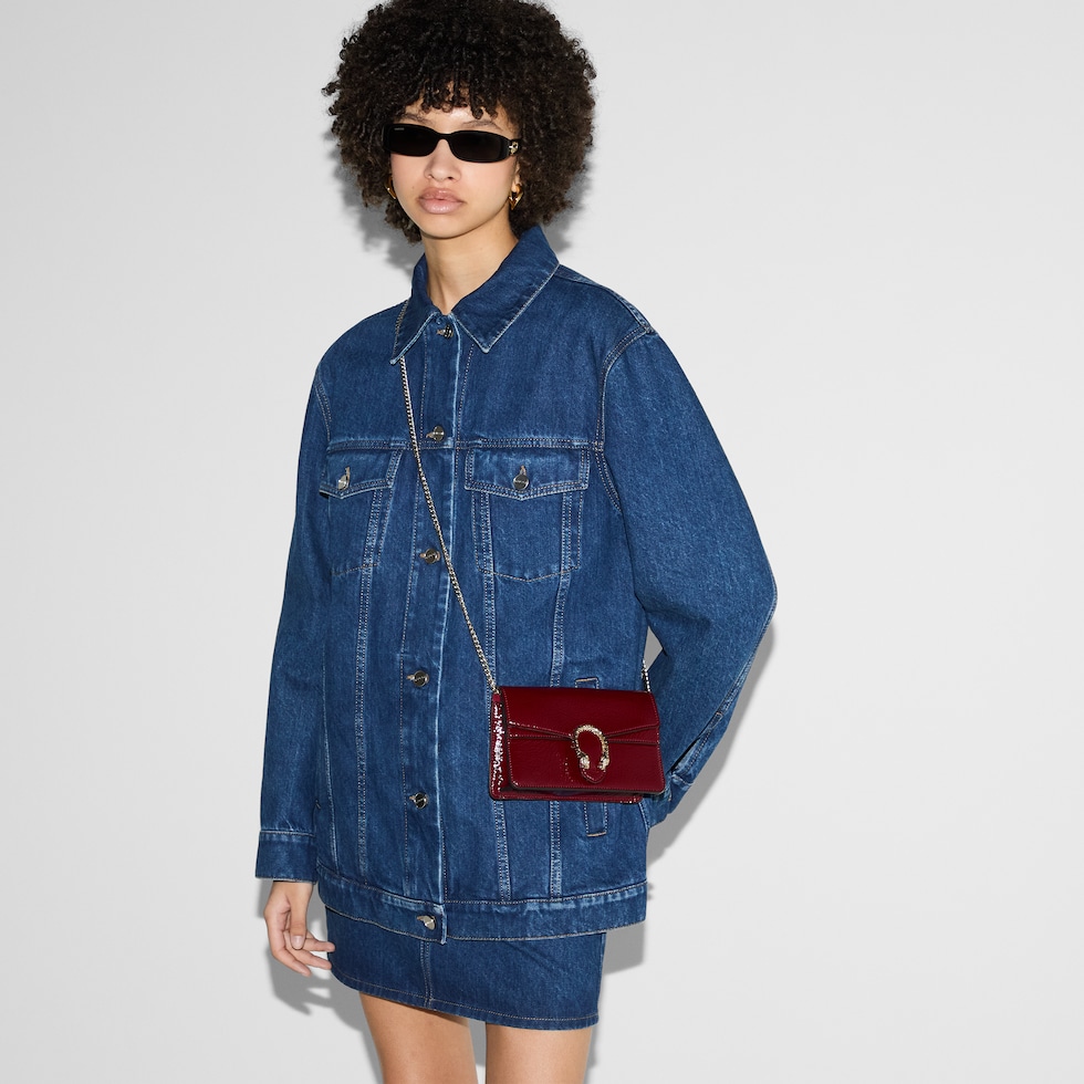 Dionysus super mini bag in Rosso Ancora red patent leather | GUCCI® NL