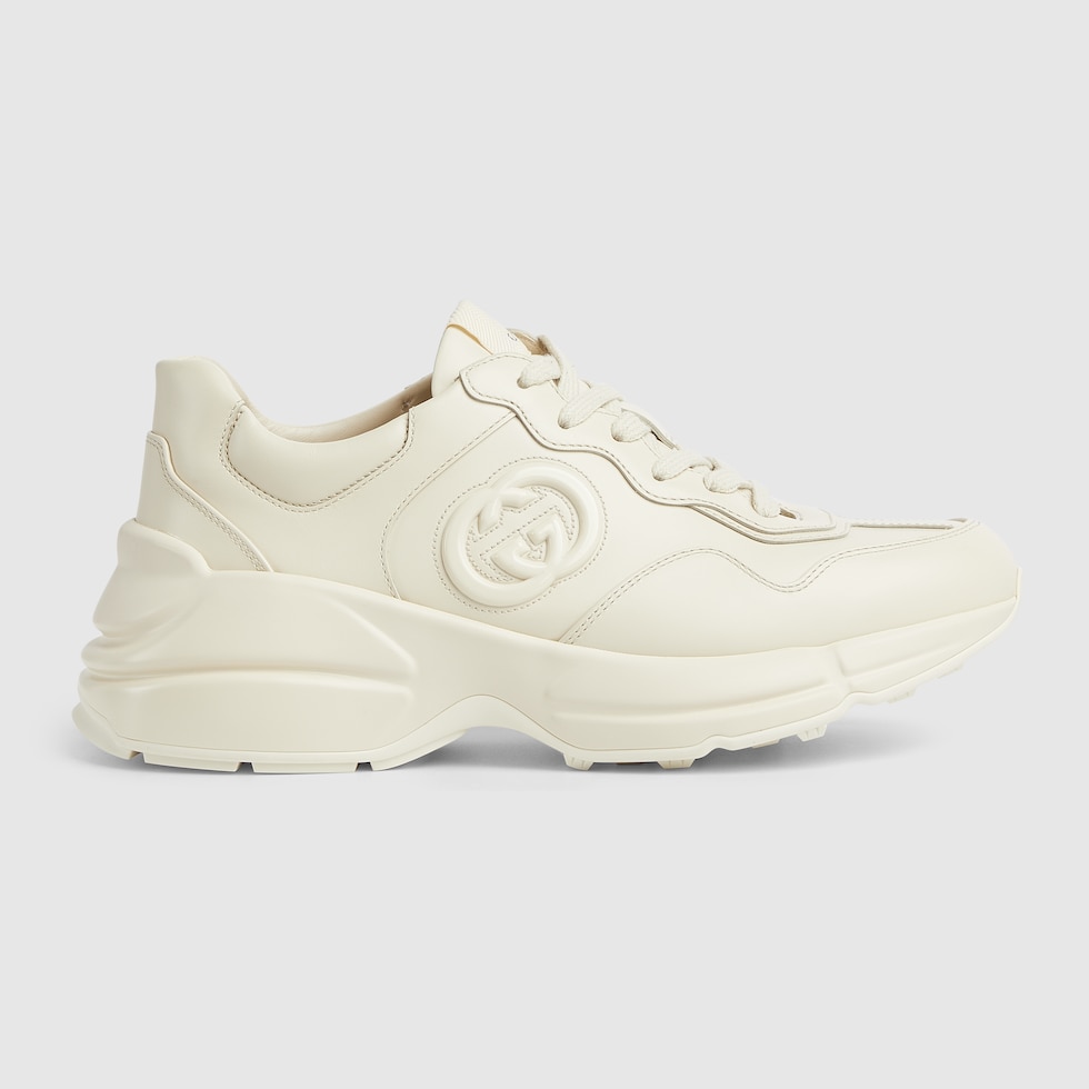 Women's Rhyton trainer in ivory leather | GUCCI® BG