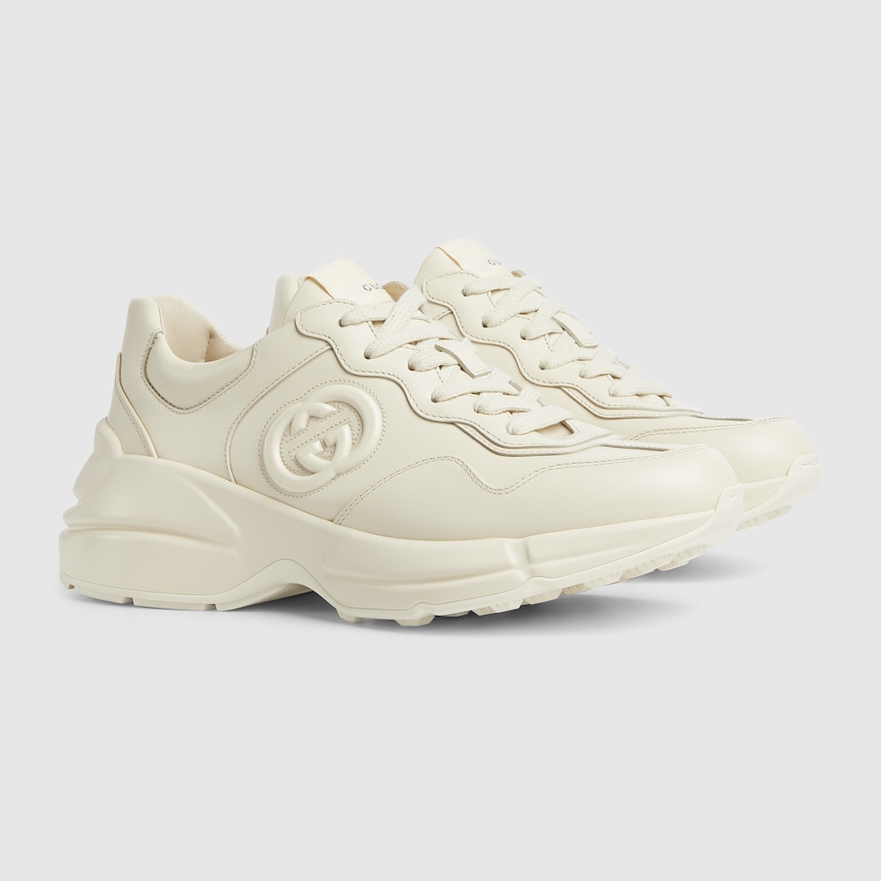 Women's Rhyton trainer in ivory leather | GUCCI® AE