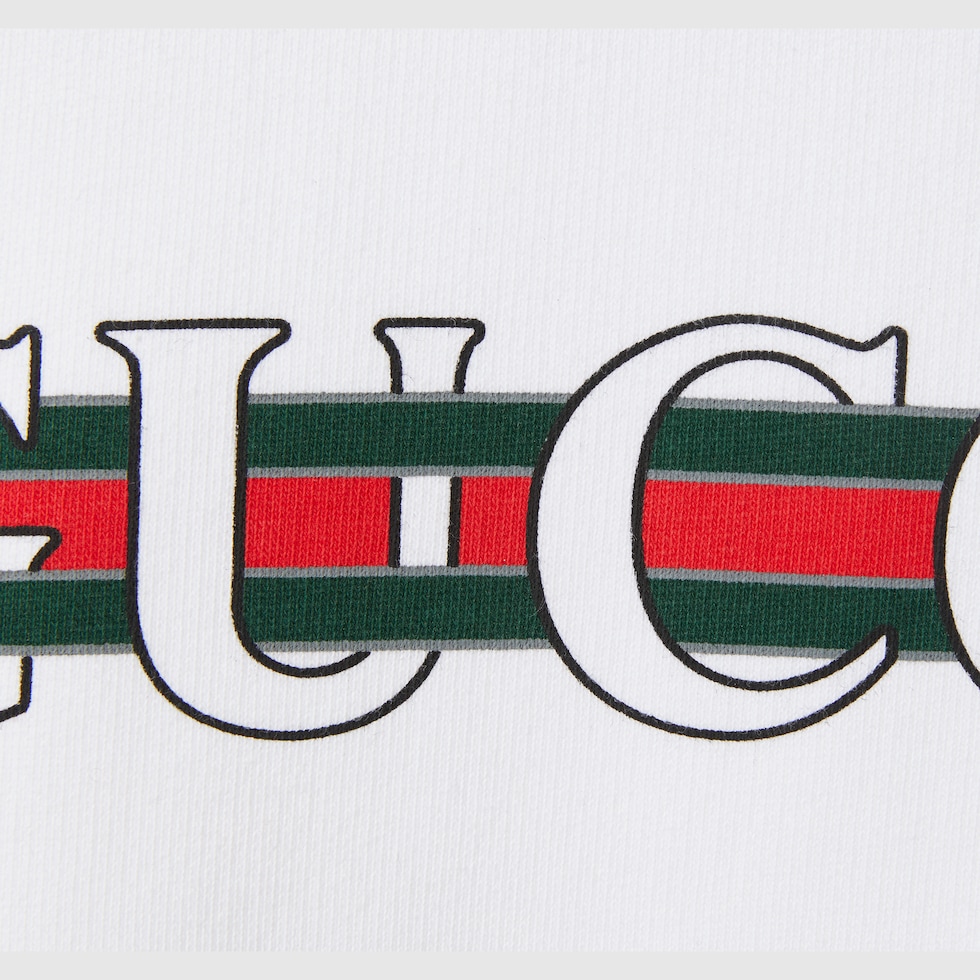 Printed cotton jersey sweatshirt in white | GUCCI® US