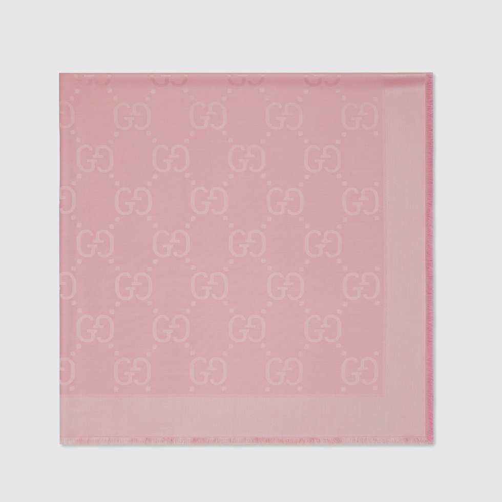 GG jacquard silk wool shawl in pink | GUCCI® IE