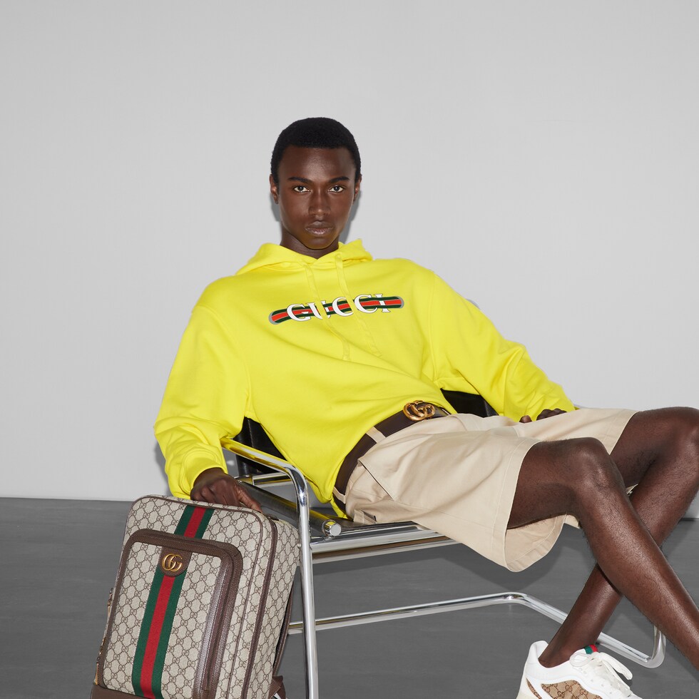 Cotton jersey hooded sweatshirt in yellow | GUCCI® UK