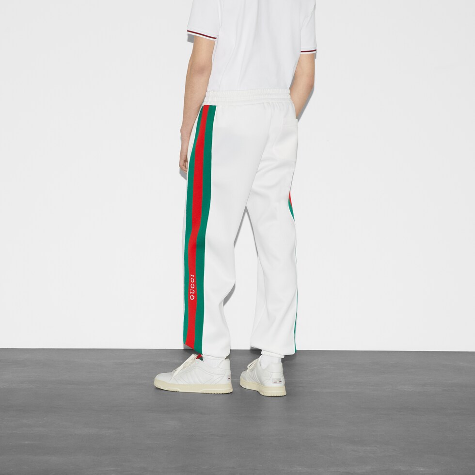 Neoprene jogging trouser with Web in white | GUCCI® IE