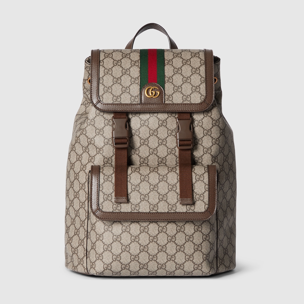Ophidia GG small backpack in beige and ebony Supreme | GUCCI® TH