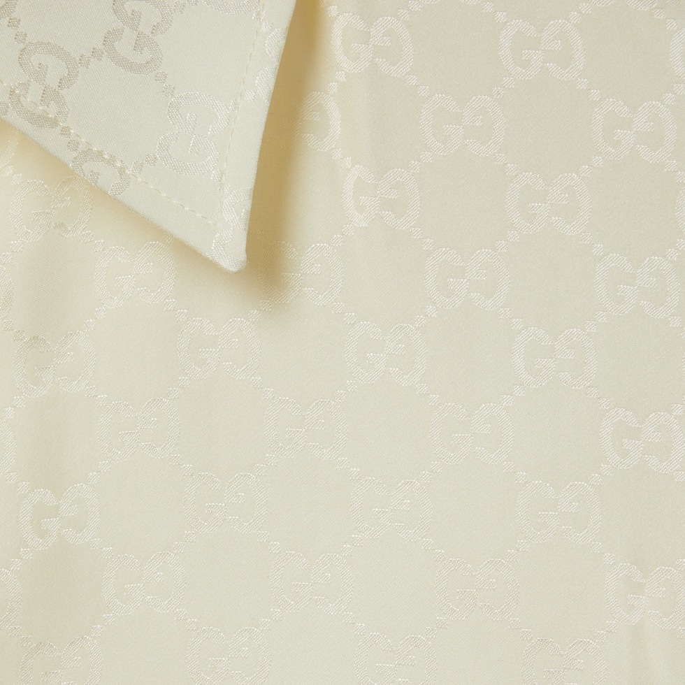 GG crêpe silk shirt in ivory | GUCCI® US