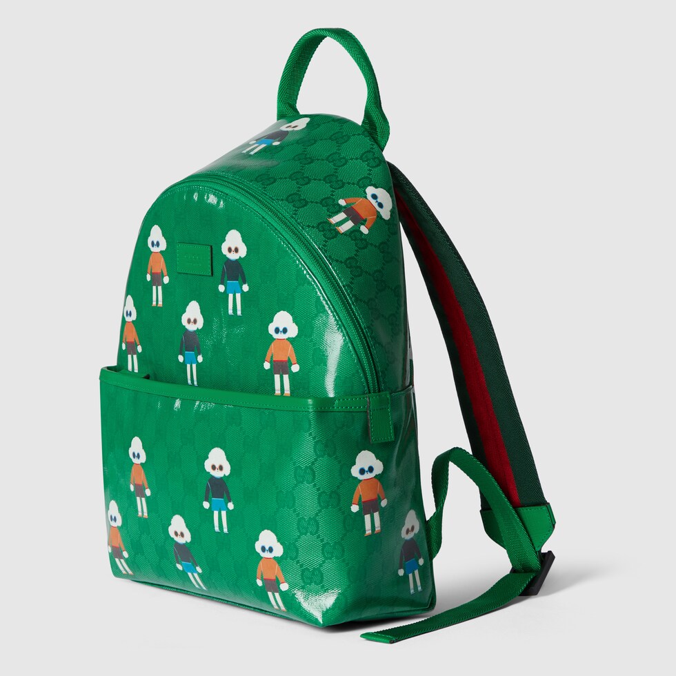 Children's Gucci dogs print backpack in green GG Crystal canvas | GUCCI® 香港