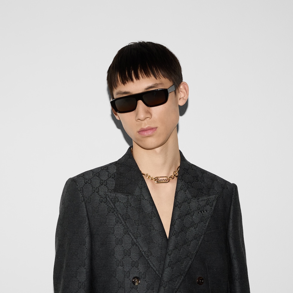 Chain necklace with Gucci script in yellow gold-toned metal | GUCCI® TR