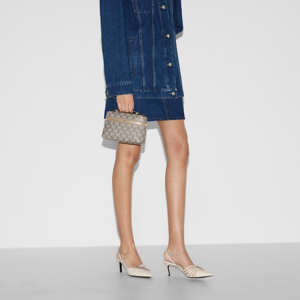 Super mini bag with GG Shadow in taupe canvas | GUCCI® 香港