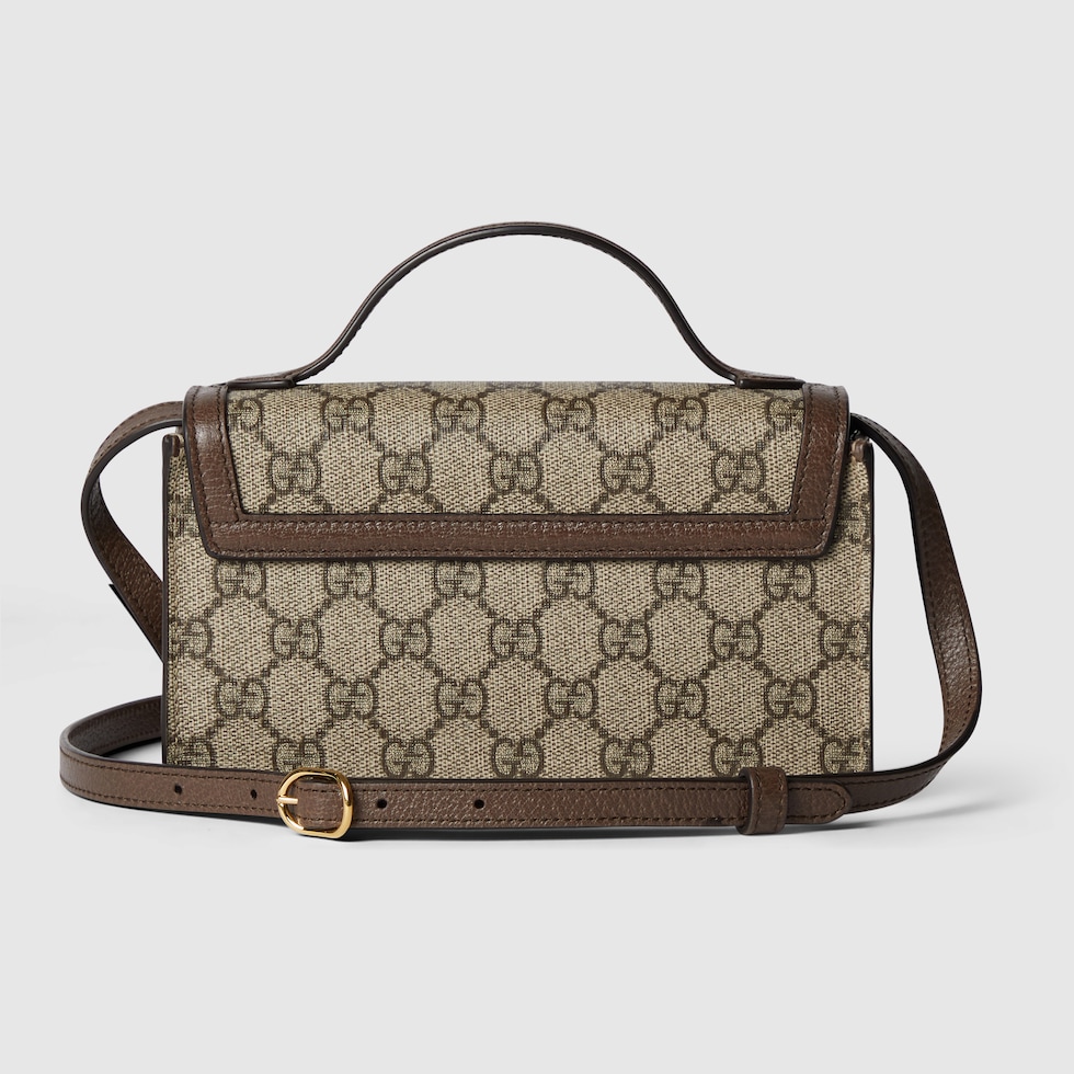 Ophidia mini top handle bag in beige and ebony Supreme | GUCCI® US