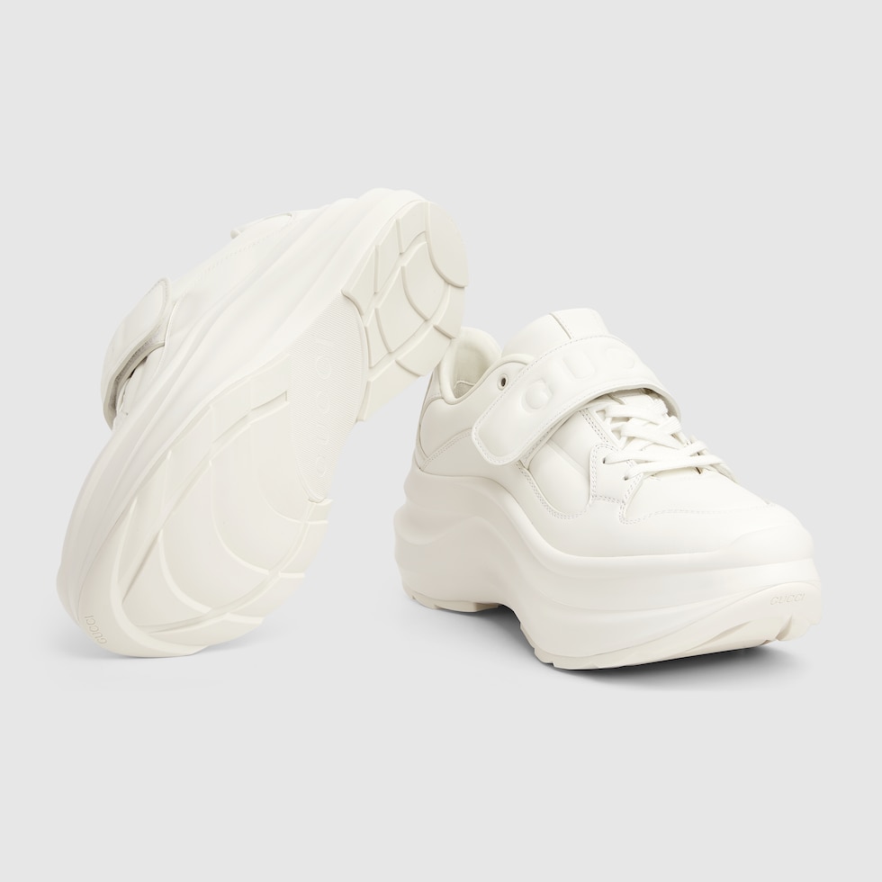 SA ®غوتشي |‎Women's Gucci Wave wedge trainer in white leather