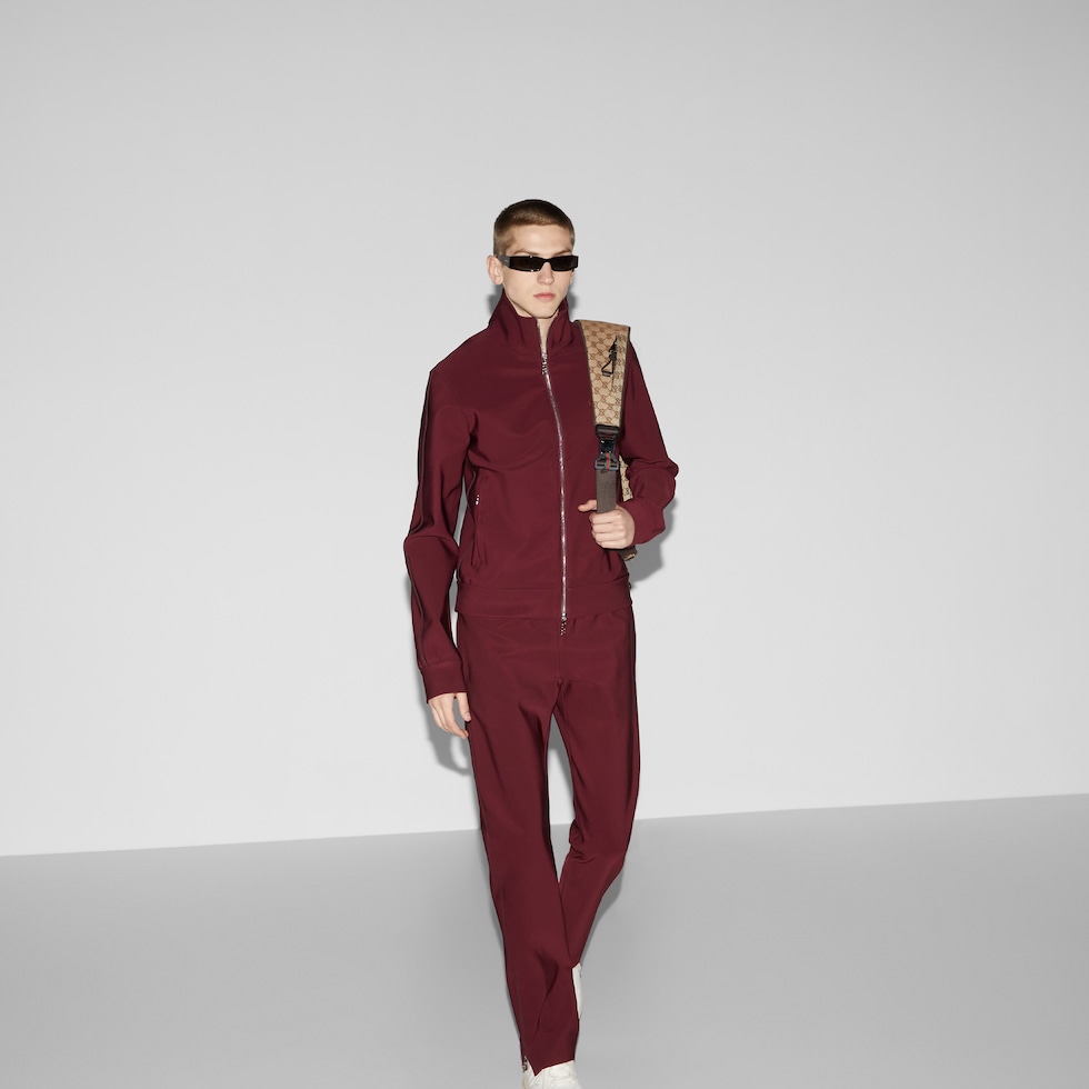 Technical jersey zip jacket in Rosso Ancora red | GUCCI® SG