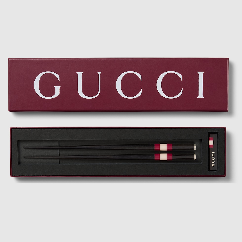 Wooden chopsticks with Web detail in ebony wood | GUCCI® US
