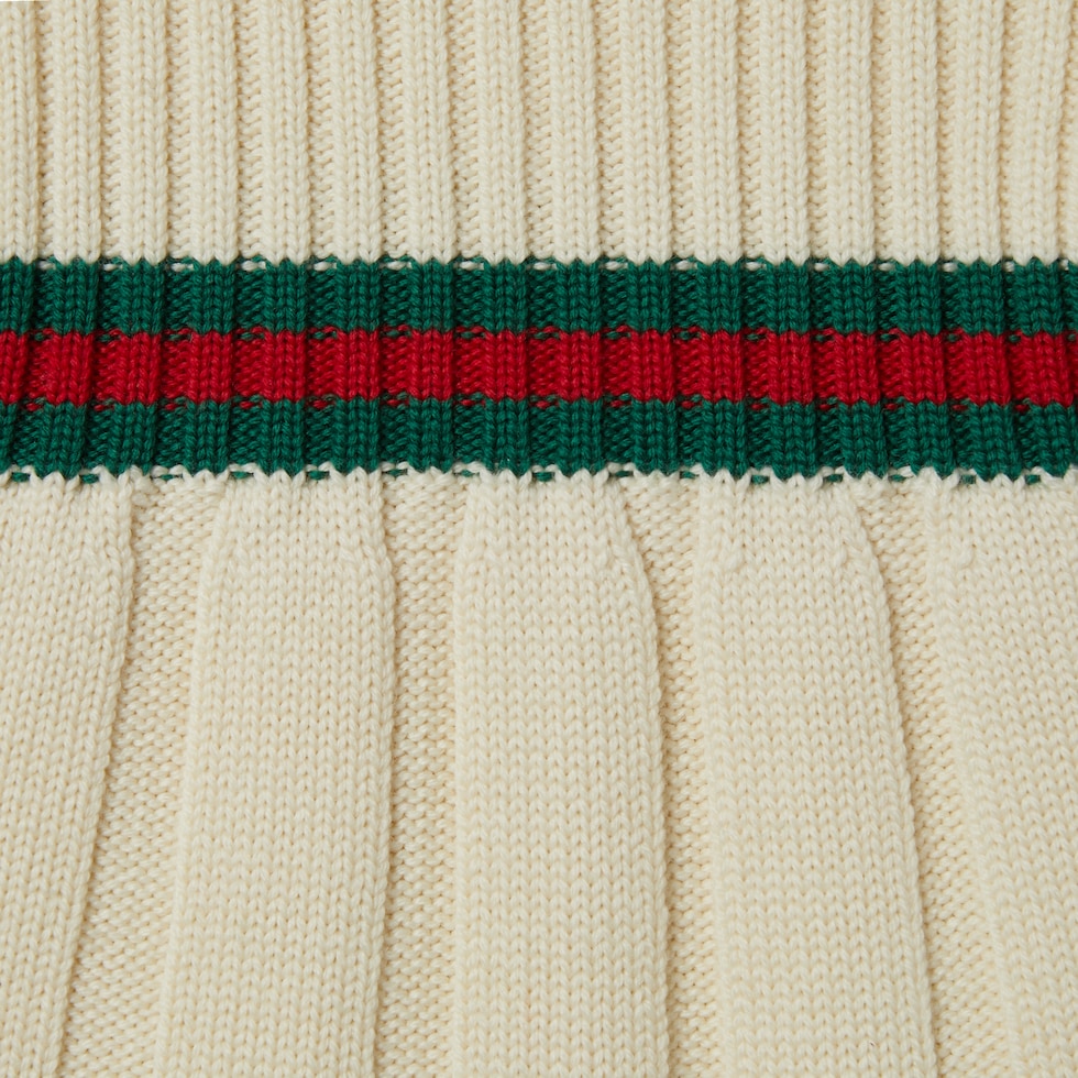 Baby wool dress with Web in white | GUCCI® AE