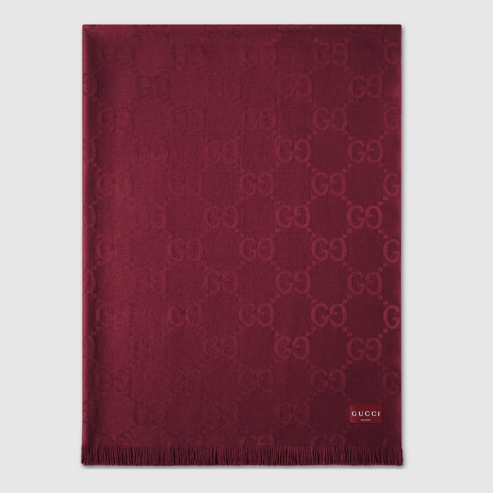 GG wool and silk blanket in Rosso Ancora red | GUCCI® US