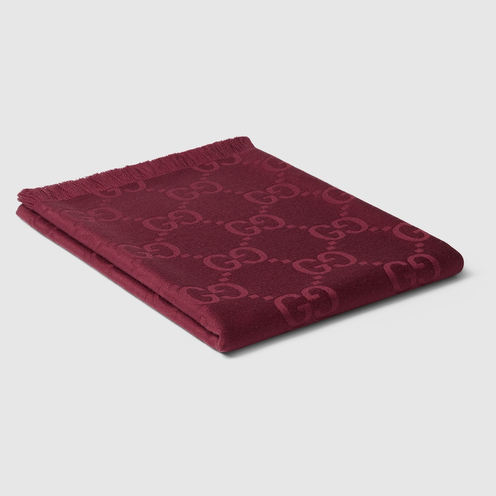 GG wool and silk blanket in Rosso Ancora red | GUCCI® US