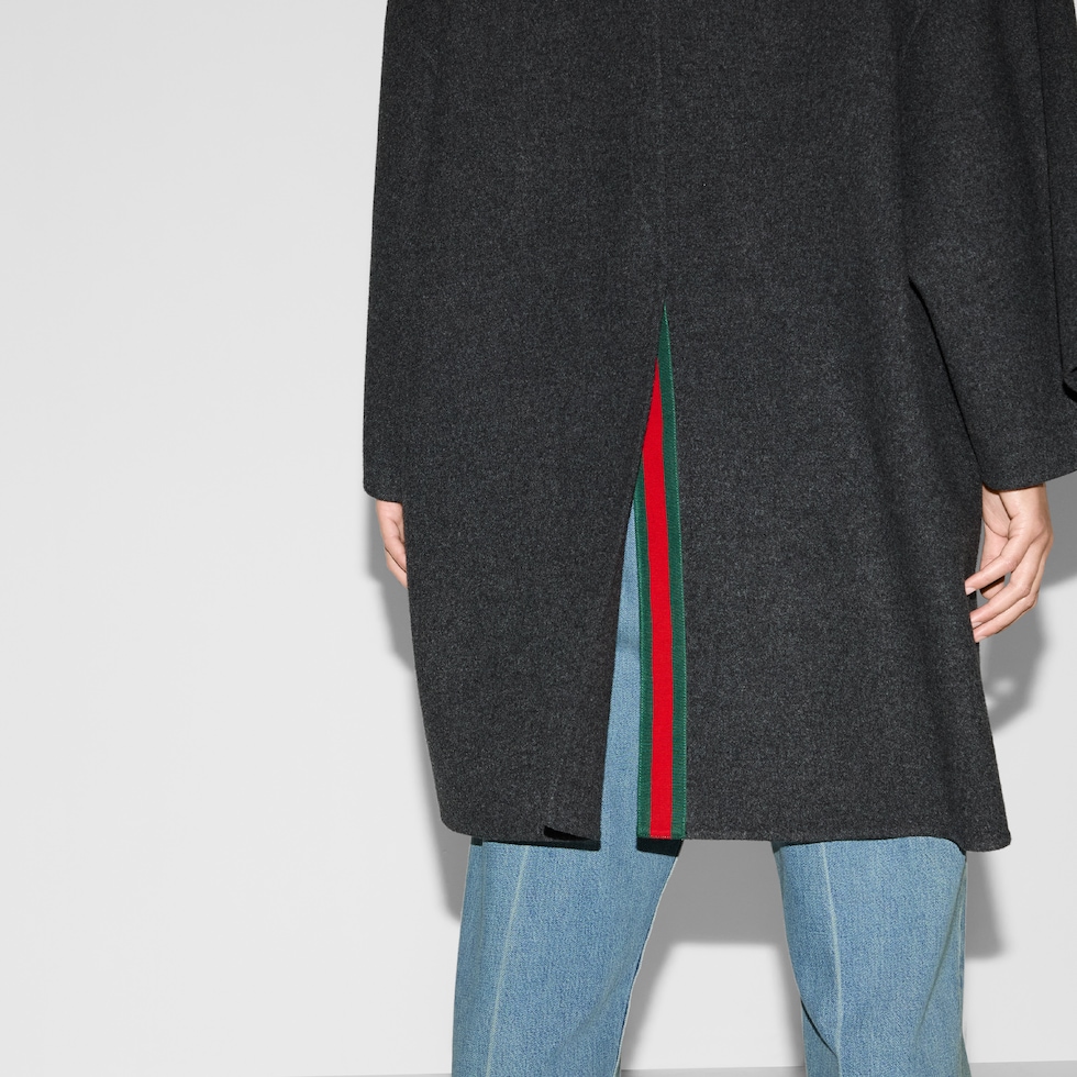 Wool blend coat in grey | GUCCI® GR