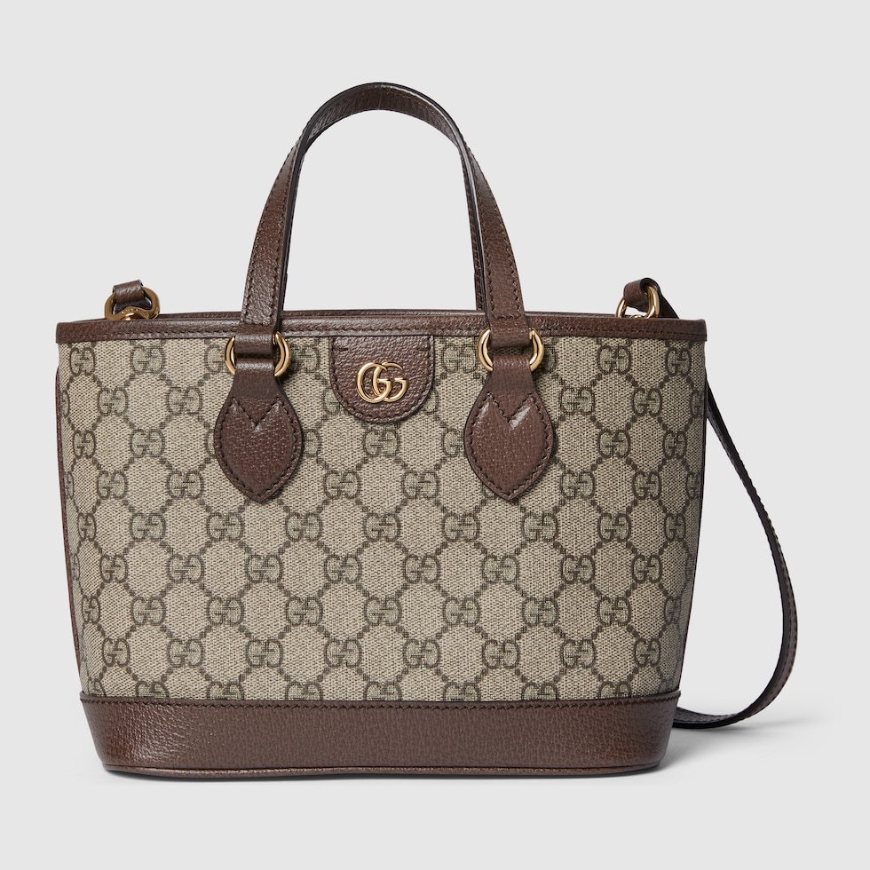 Ophidia small tote bag in beige and ebony GG Supreme | GUCCI® CZ