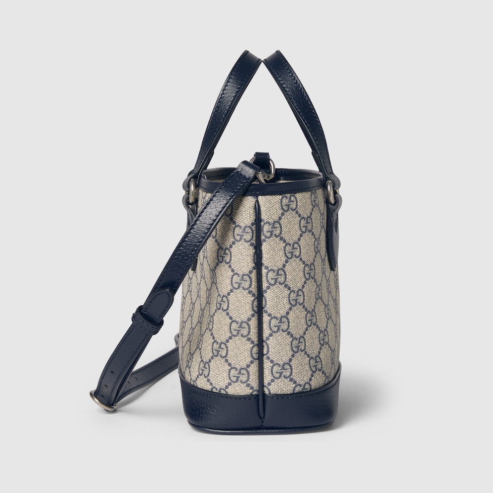 Ophidia small tote bag in beige and blue GG Supreme | GUCCI® SG