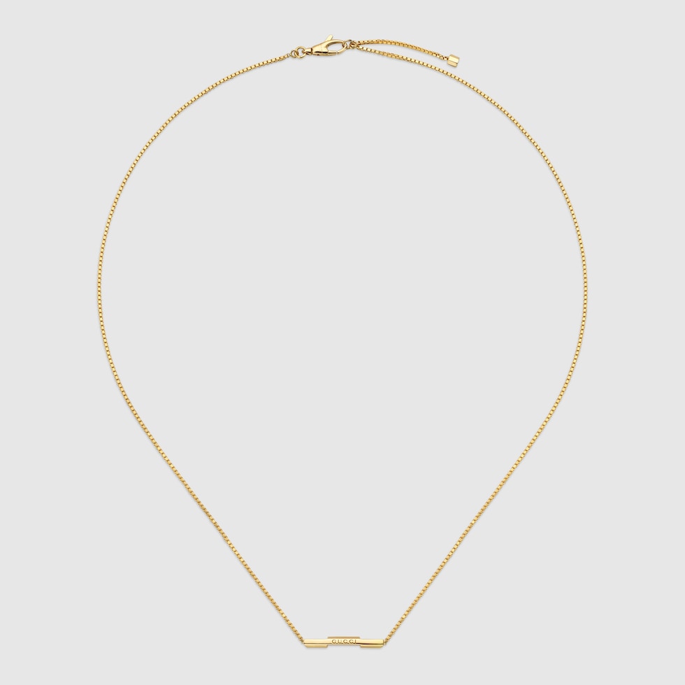 Gucci Link to Love necklace with 'Gucci' bar in 18k yellow gold | GUCCI® UK