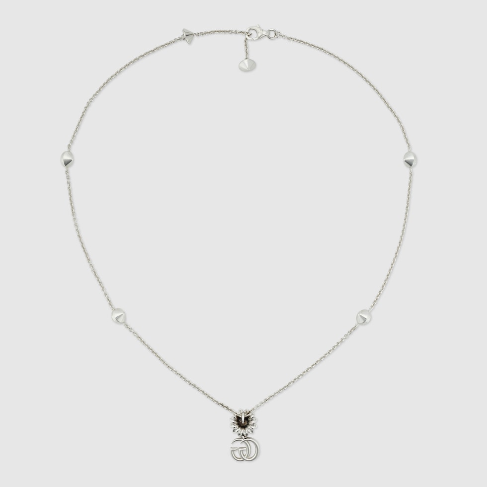 GG Marmont mother of pearl necklace in 925 sterling silver | GUCCI® US