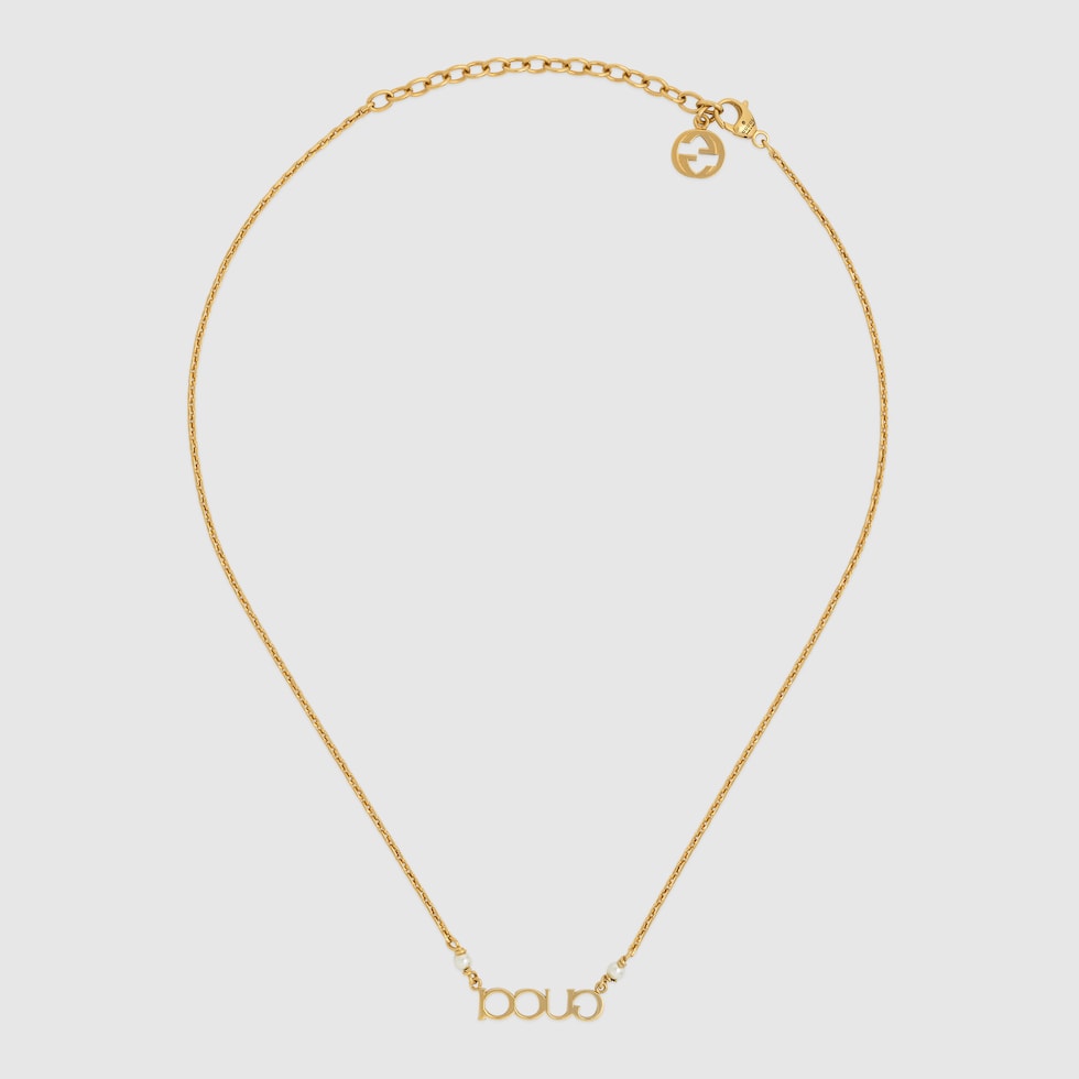 Gucci Script necklace in gold-toned | GUCCI® UK