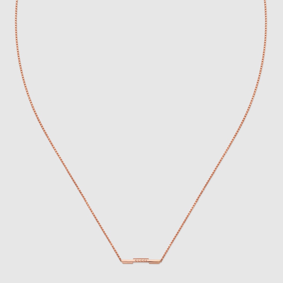 Gucci Link to Love necklace with 'Gucci' bar in 18k rose gold | GUCCI® ZA
