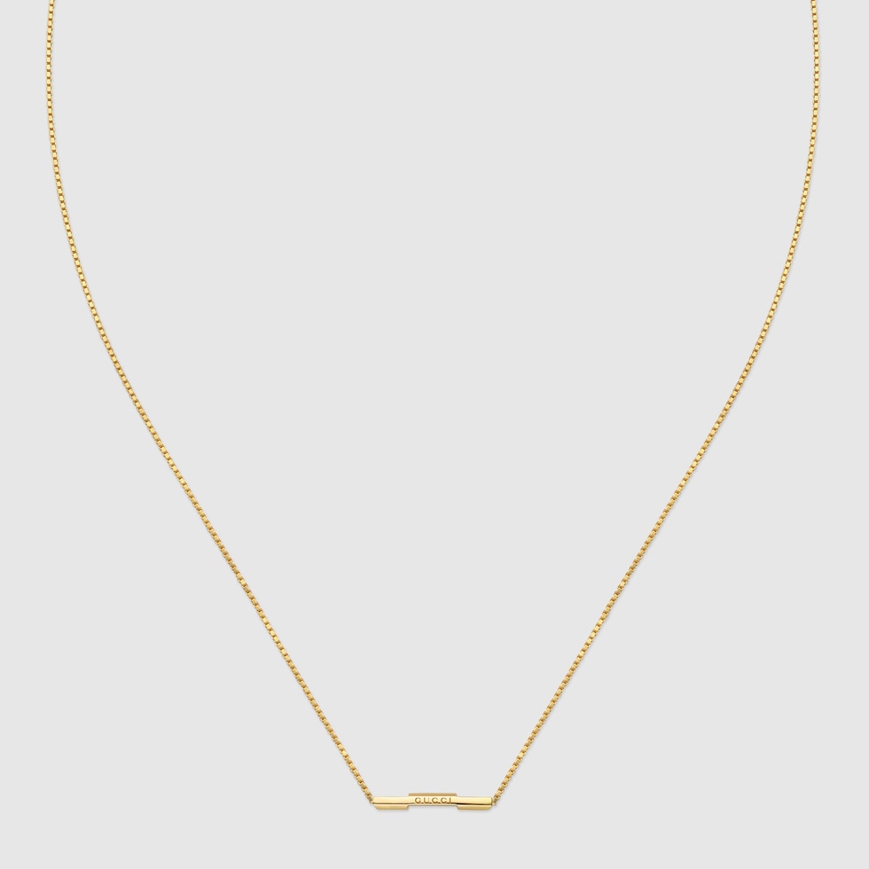 Gucci Link to Love necklace with 'Gucci' bar in 18k yellow gold | GUCCI® ZA