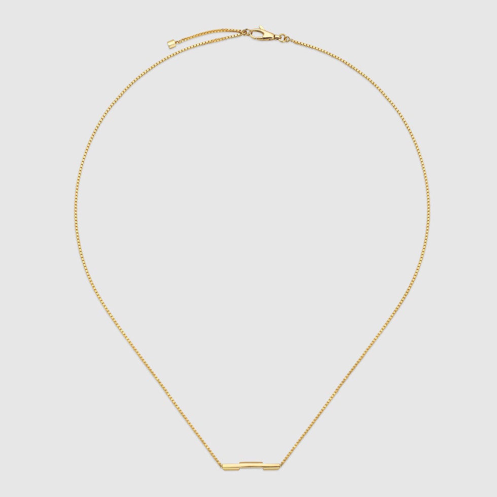 Gucci Link to Love necklace with 'Gucci' bar in 18k yellow gold | GUCCI® TR