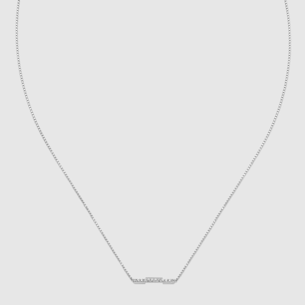 Gucci Link to Love necklace with diamonds in 18k white gold | GUCCI® UK