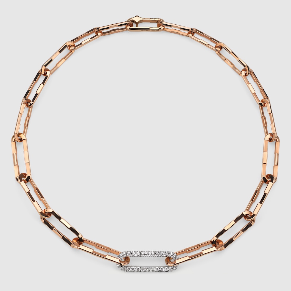 Gucci Link to Love diamond necklace in 18k mixed gold | GUCCI® US