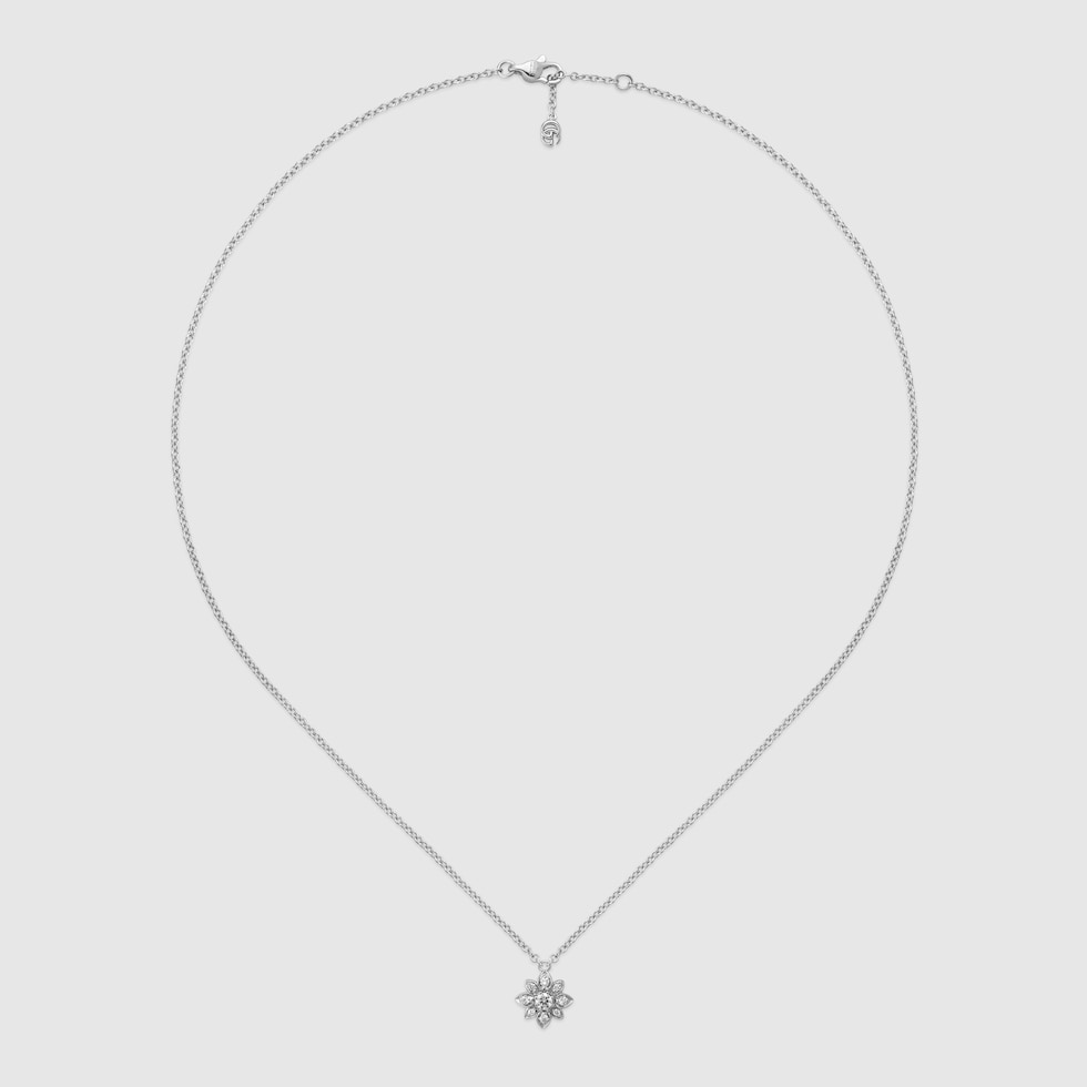 Gucci Flora 18k chain necklace in 18k white gold | GUCCI® UK