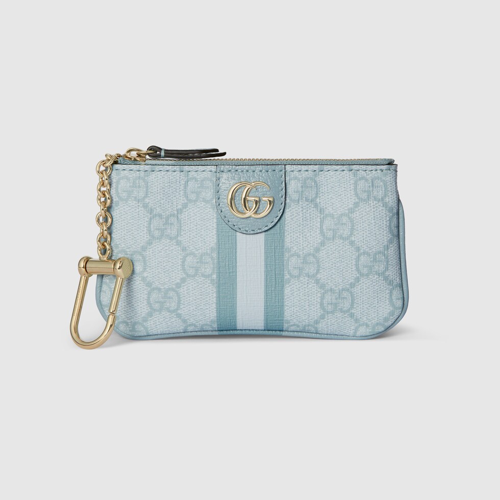 Ophidia GG key case in dusty blue GG Supreme | GUCCI® CZ