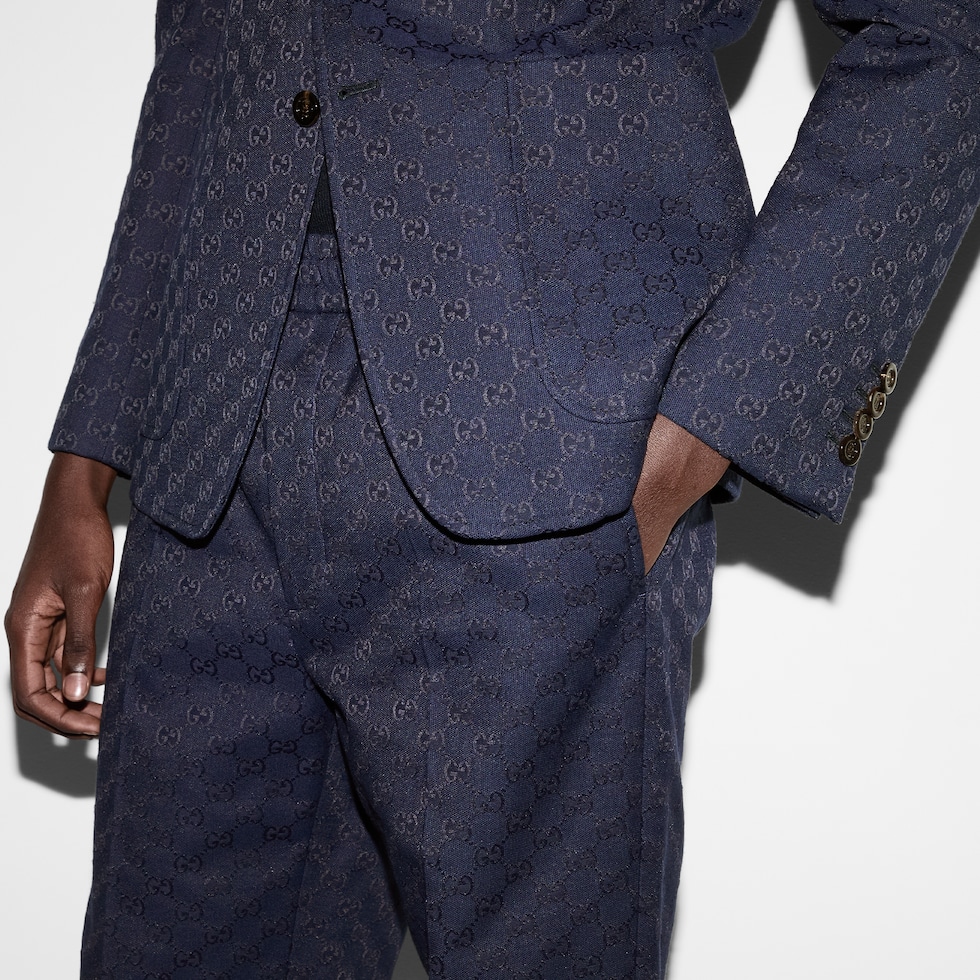 GG canvas track bottoms in dark blue | GUCCI® AU