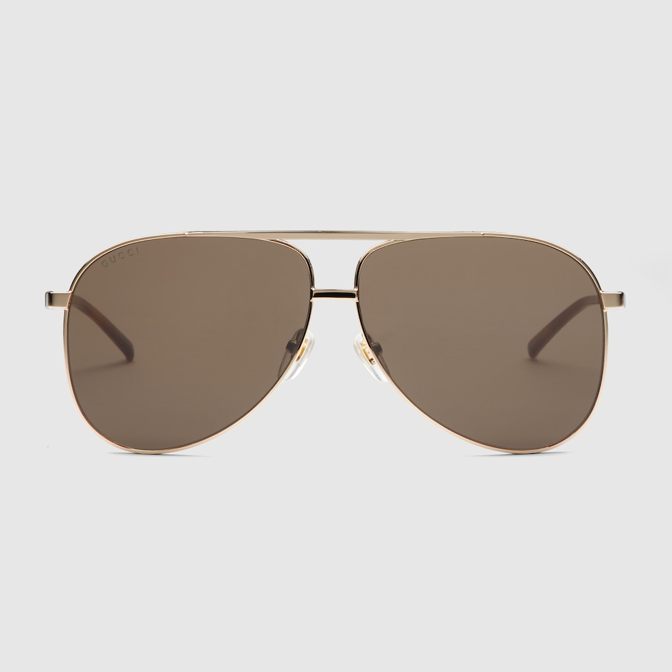 Aviator frame sunglasses in gold | GUCCI® IE